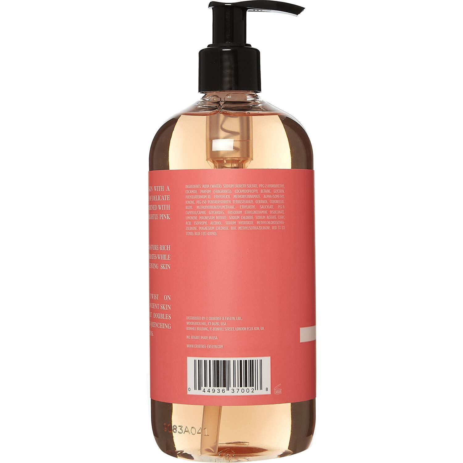Crabtree & Evelyn Rosewater & Pink Peppercorn Hydrating Hand Wash, 16.9 Fl Oz