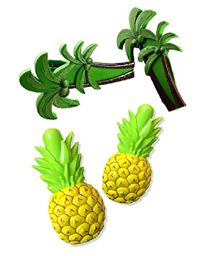 2 Set (4 Ct) Coconut / Pineapple Beach Towel Clips Jumbo Size for Beach Chair, Cruise Beach Patio, Pool Accessories for Chairs, Household Clip, Baby Stroller