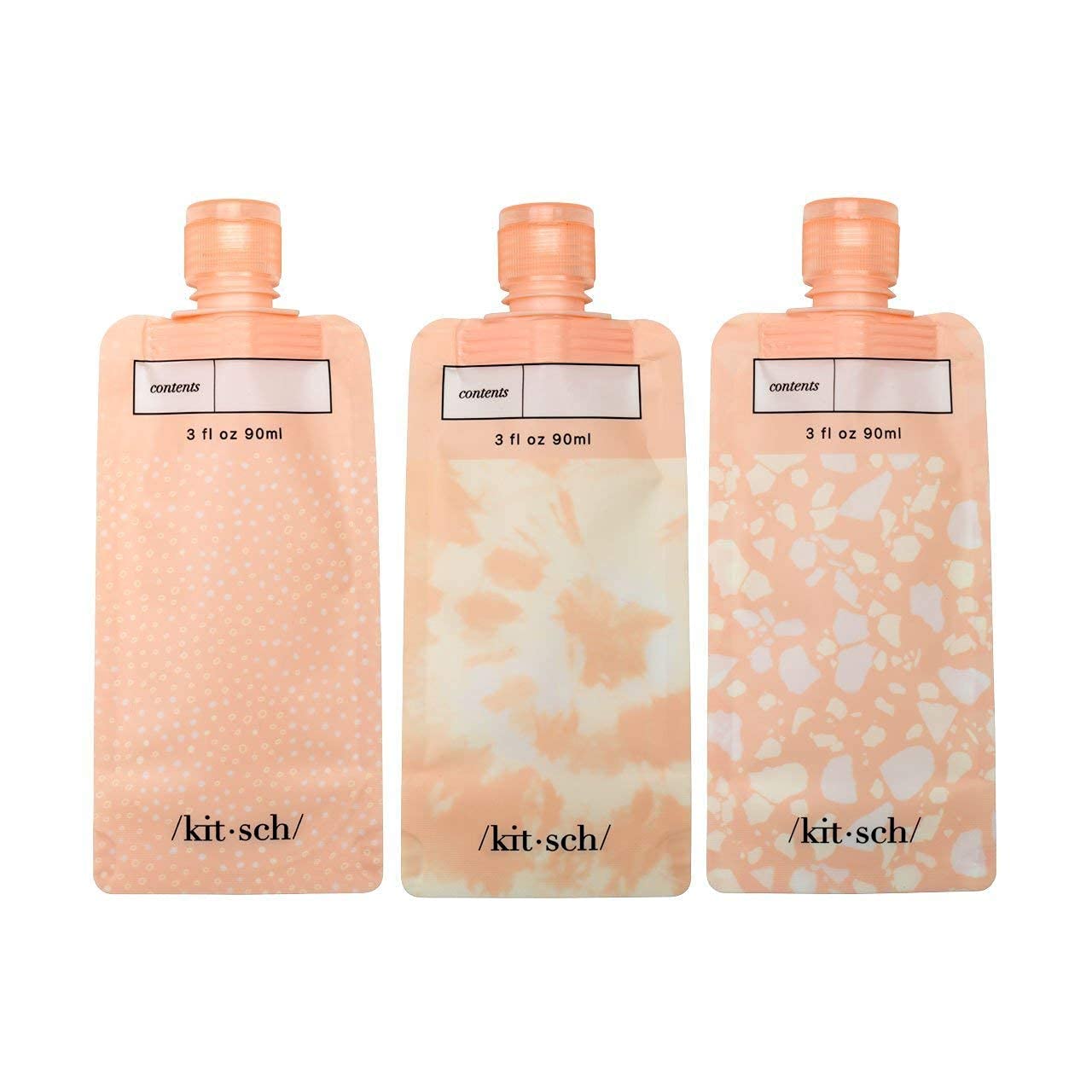 Kitsch Travel Containers - Leak Proof Refillable Squeeze Pouches | TSA Approved Travel Pouches for Toiletries & Shampoo Travel Container | Travel Liquid Container | Travel Tubes, 3oz (Blush)