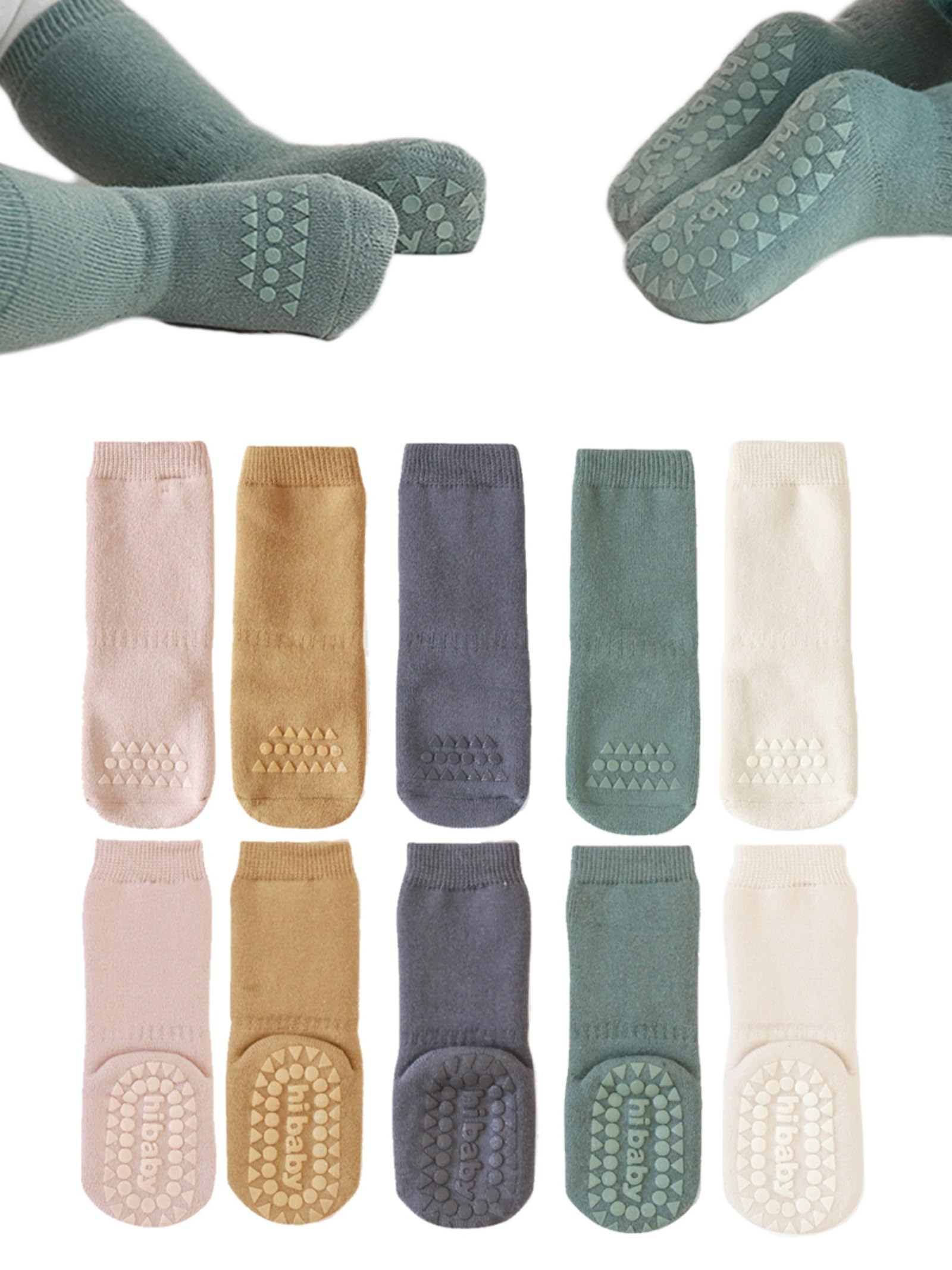 BEHELE Baby Non Slip Grip Socks Toddler Knee High Anti Skid Crew Slipper Crawling Socks for Girls Boys Newborn (S(0-12 months))