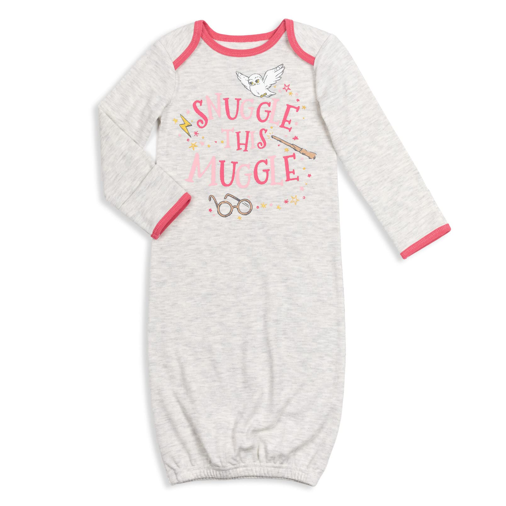 Harry Potter Hedwig Owl Newborn Baby Girls 3 Pack Sleeper Gown Red/Pink/Heather Grey 0-6 Months