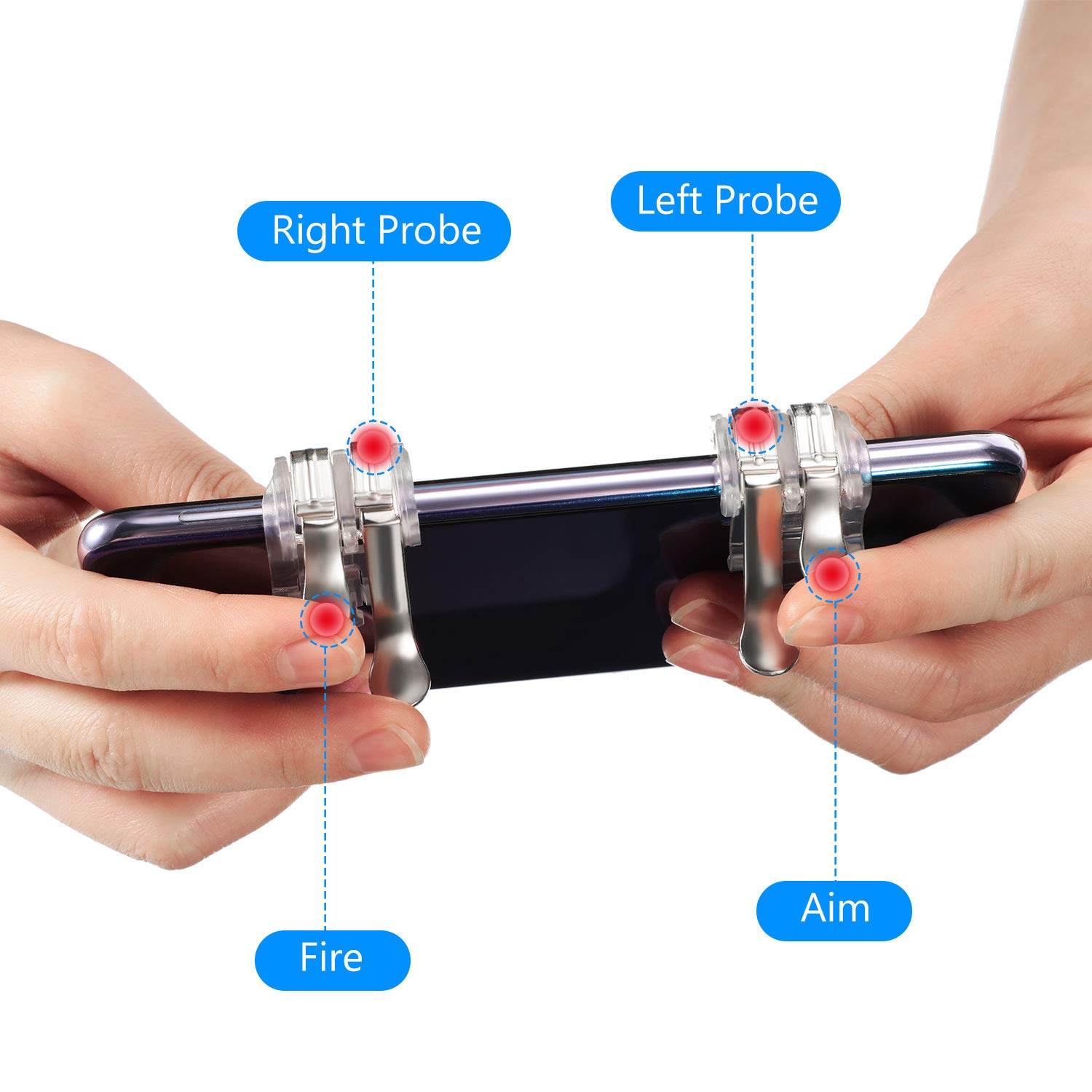 14 Pieces Finger Sleeve Gaming Set Includes 12 Gaming Thumb Sleeve with 2 Mobile L1R1 Game Triggers for Mobile Phone Games