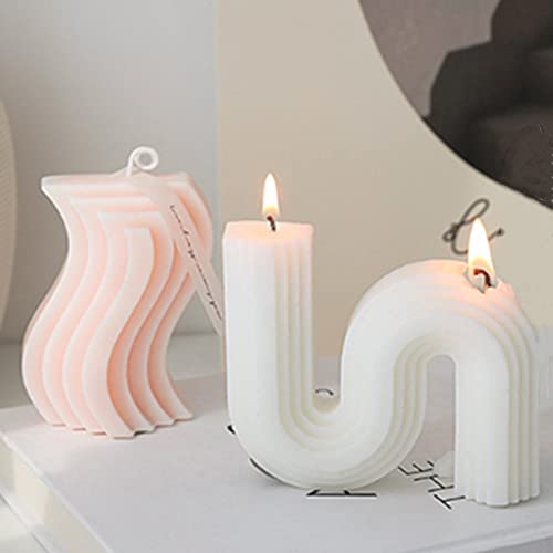 2 Pcs Aesthetic CandlesS Shape,U Shaped Candle Minimalist Geometric Shaped Candles Soy Wax Scented Candle Art Decorative Handmade for Wedding Christmas Birthday Gift