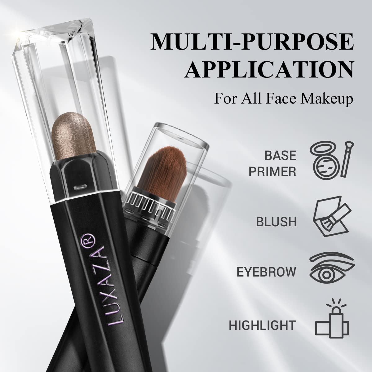 Cream Single Eyeshadow Stick with Blending Brush, Hypoallergenic Eye Shadow Stick Makeup, Pro Waterproof & Long Lasting Eye Brightener Stick, Eyeshadow Pencil Crayon Shimmer #06
