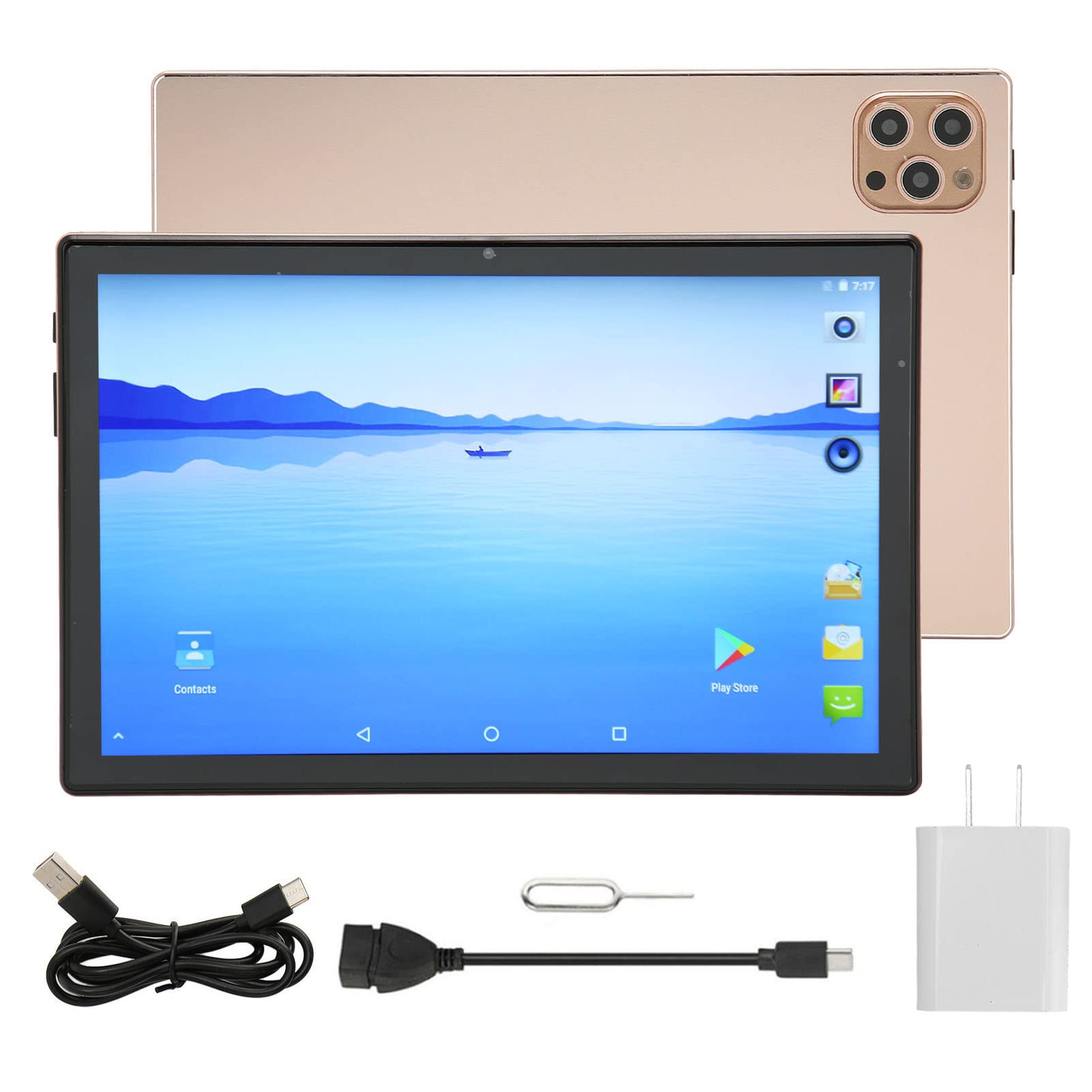 10.1 Inch Tablet for Android11, 4G Network Phone Call, 5G 2.4G WiFi Tablet PC, Octa Core 6G RAM 128G ROM, 8000mAh Battery, with Dual SIM Card Slot, Gifts for Kids (Gold)