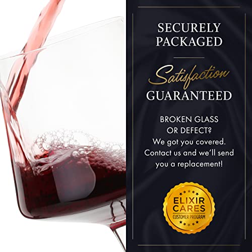 Modern Red Wine Glasses Set of 4 – Hand Blown Crystal Wine Glasses – Tall Long Stem Wine Glasses – Unique Large Wine Glasses with Stem For Cabernet, Pinot Noir, Burgundy, Bordeaux – 22oz Clear
