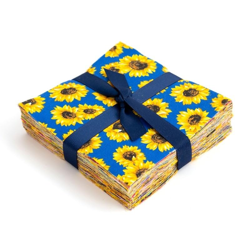 102 Pcs Fabric Strips Cute, Beautiful 100% Cotton Fabric Quilt, Width 5 inch Length 5 inch, Gift Sunflowers pre-Cut Charm Pack Squares, DIY Blanket