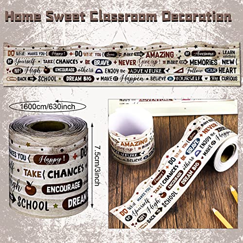 2.5 ft Motivational Classroom Bulletin Board Border Inspirational Quote Border Trim Greenery Scalloped Border Back to School Borders for Board Chalkboard (Rustic Style)