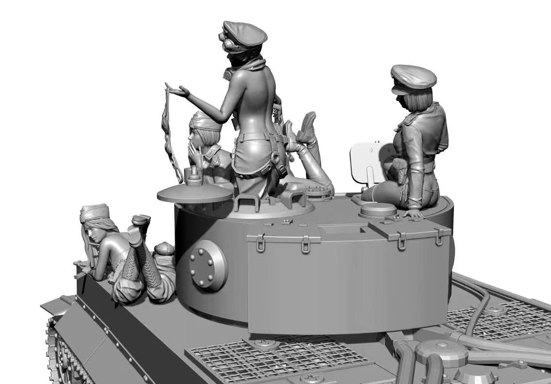 1/35 Resin Soldier Figure Model Kits DIY Beauty 5 Set Soldier colorless and self-Assembled YFWW-2158 (Without Tank)
