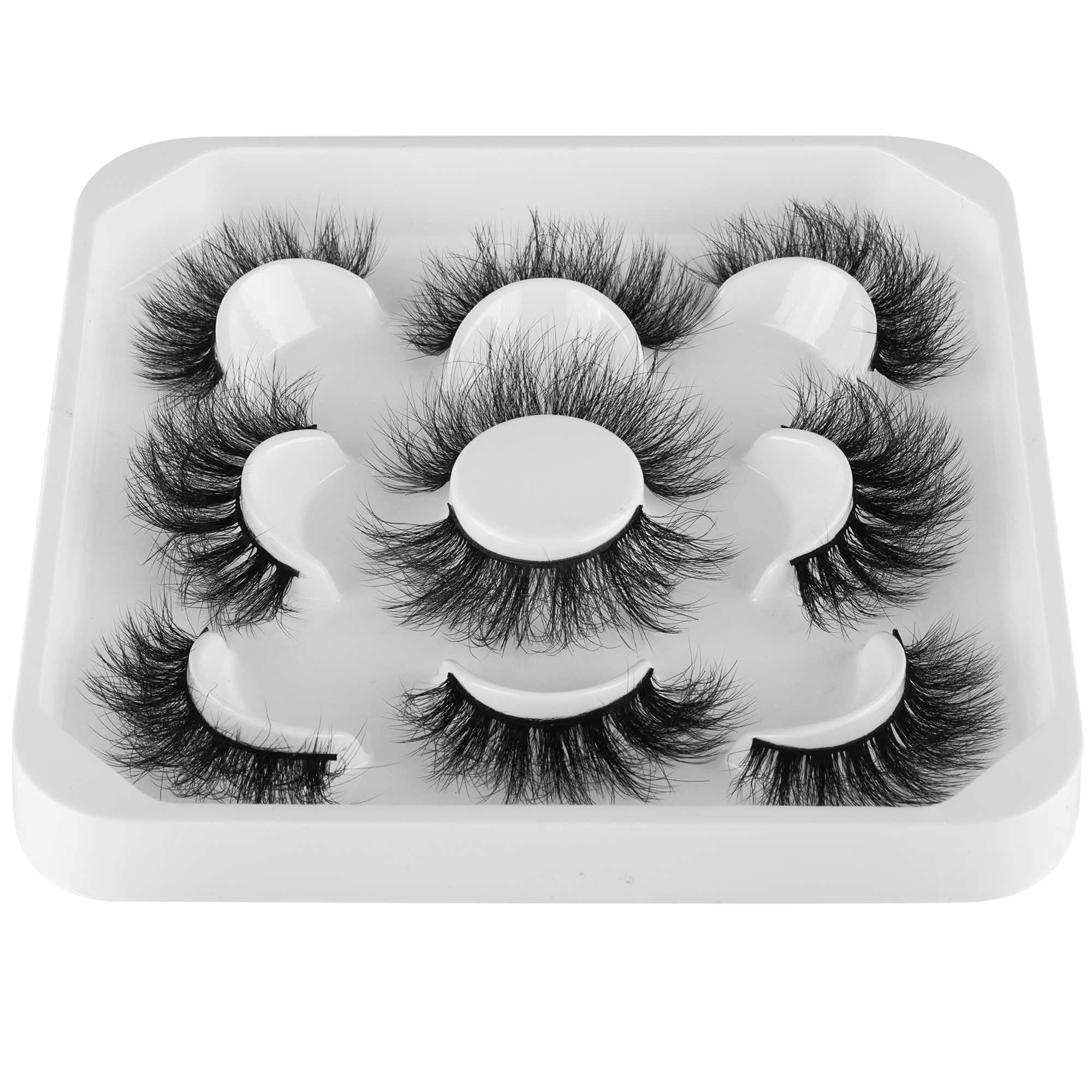 Geeneiya Mink Lashes Fluffy 5 Pairs Eyelashes Wispy Natural Look Eye Lashes Pack 8D Fluffy Dramatic False Lashes Luxury Volume Strip Fake Eyelashes 5 Styles