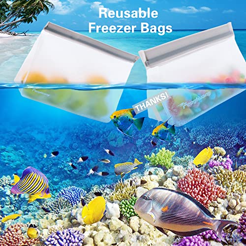 12 Reusable Storage Bags,Reusable Food Storage Bags,Reusable Freezer Bags Food Container,Stand Up Extra Thick Leakproof Reusable food Bags