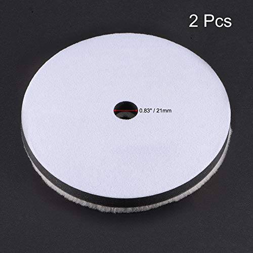 uxcell 6" Wool Felt Sponge Polishing Pad Hook and Loop Buffing Wheel with Hole Coarse Polishing for Orbital Polisher Buffer 2 Pcs