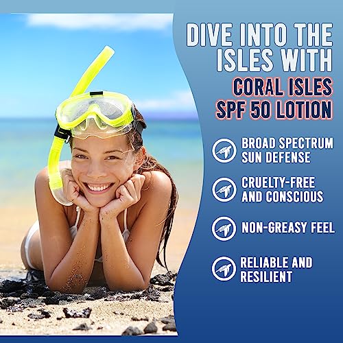 CORAL ISLES | Reef-Friendly | SPF 50 Sunscreen Lotion | Broad Spectrum Sunburn Protection | Hawaii Compliant as Reef Safe Sunscreen | No Oxybenzone or Octinoxate | 2 Fl Oz Each (2-pack)
