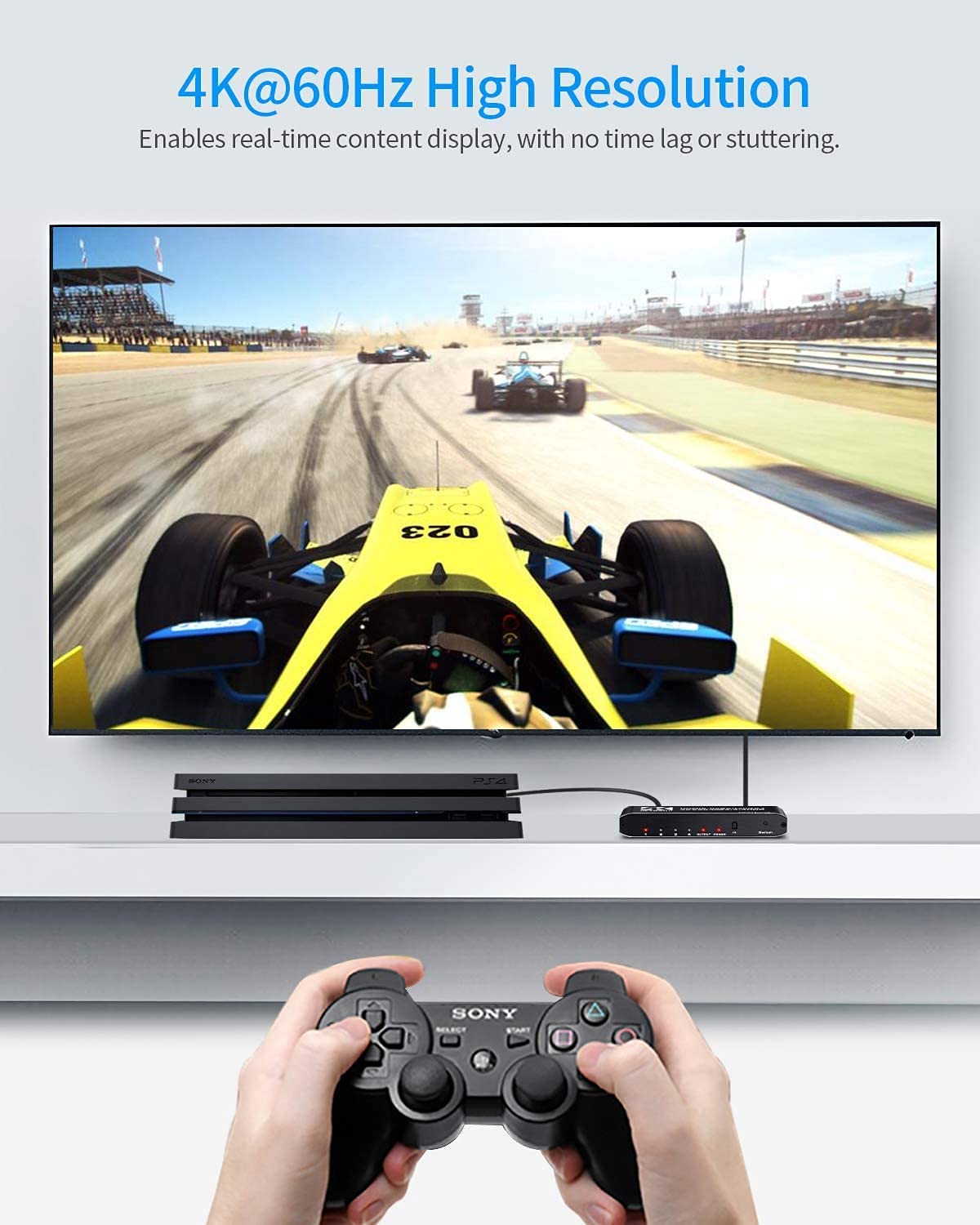 4k HDR HDMI Switch, Koopman 4 Ports HDMI 2.0 Switcher Selector with IR Remote Control, Supports HDCP 2.2 4K@60Hz UltraHD HDR10 3D HD1080P Dolby DST, HDMI Splitter for PS4 Xbox Apple TV Fire Stick