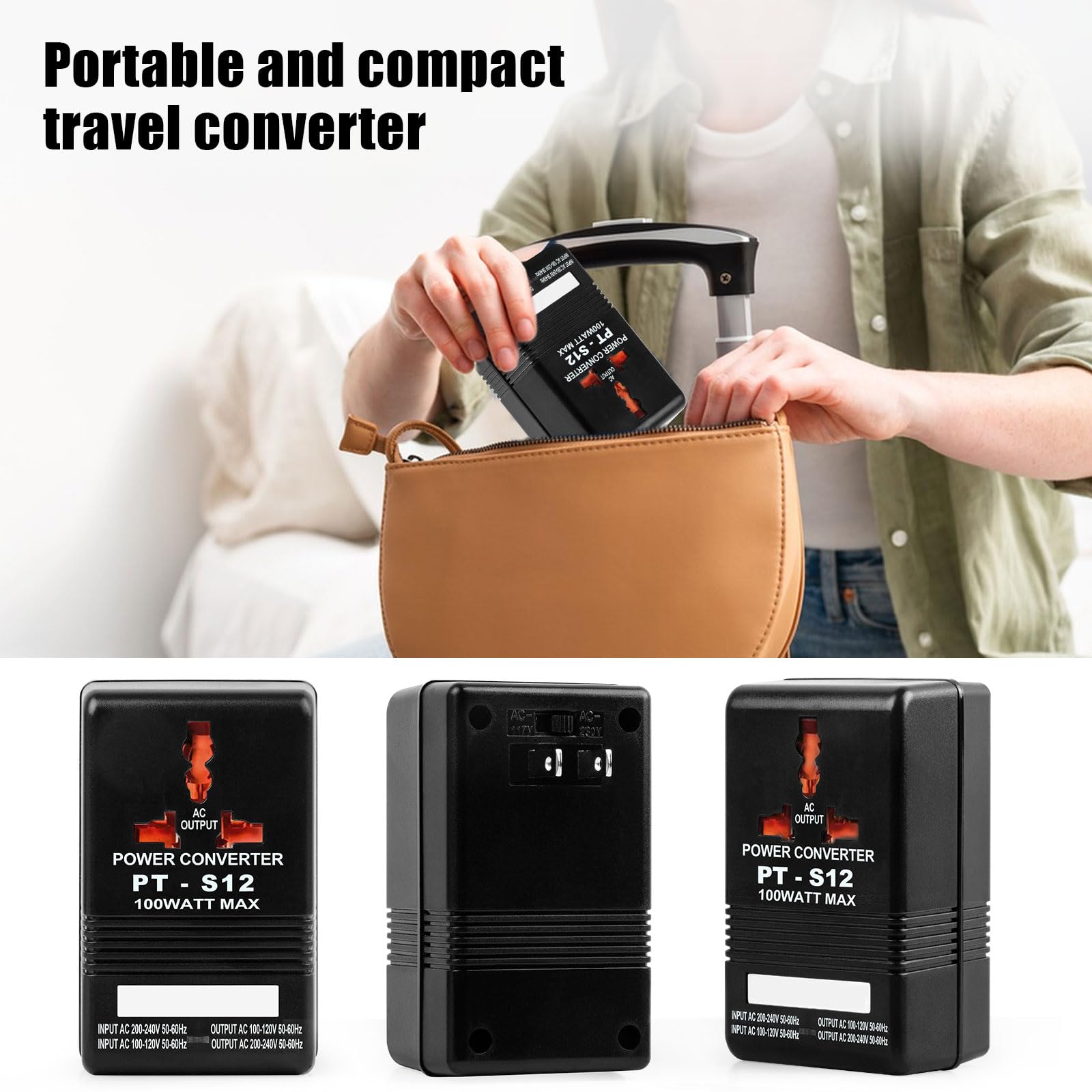 Voltage Converter 110V to 220V Step-Up & Step-Down Power Two-Way Conversion Voltage Converter Transformer for Travel, RV, and Camping(Black, 100W)