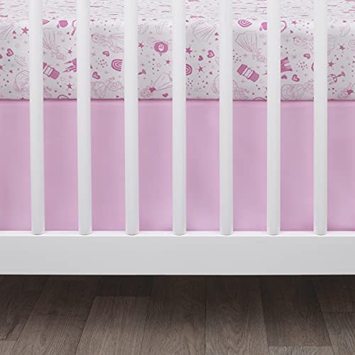 Disney Princess - Dare to Dream Pink and White, Castle, Hearts and Stars 3 Piece Nursery Crib Bedding Set - Comforter, Fitted Crib Sheet, and Crib Skirt