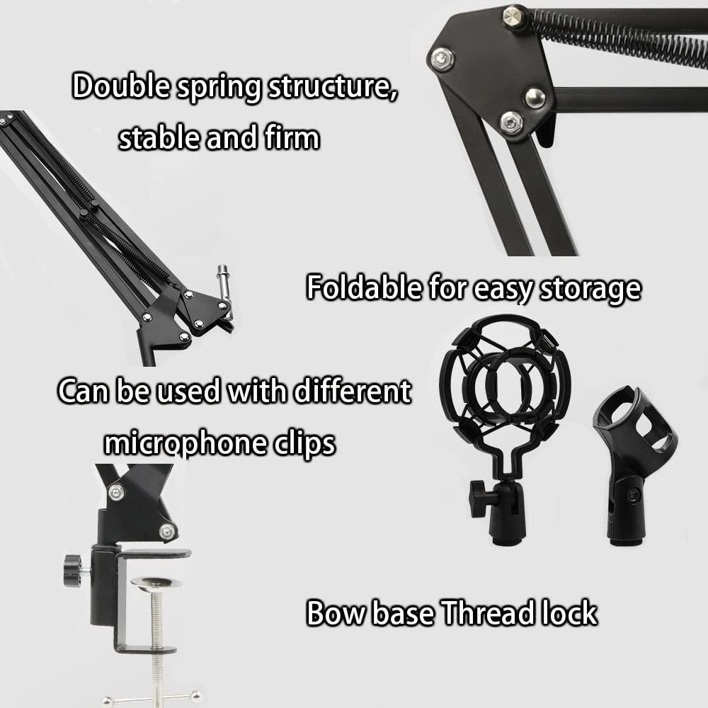 11Pcs Podcast Equipment Bundle Professional Recording Microphones & Accessories with Live Sound Card Podcast Kit for Streaming Podcasting Recording(BM-800)