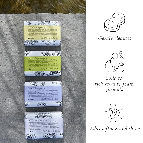Davines MOMO Shampoo Bar, Moisturizing Formula For All Hair Types, Gently Cleanse And Add Shine, 100 g.