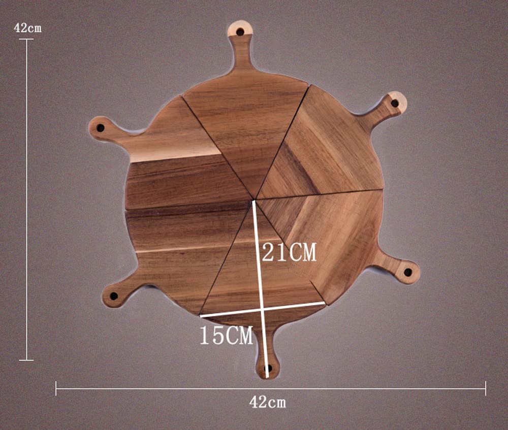 12 Inches Round Bamboo Pizza Plate Set, 6 pcs 6 Inches Bamboo Triangle Pizza Pie Plates, Round Dish Platter Stack-able Wooden Pizza Plate Bamboo Board Set