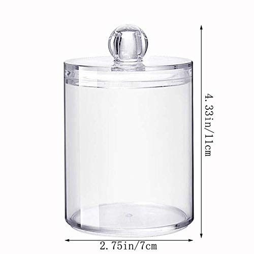 AXX Qtip Dispenser Apothecary Jars Bathroom - Qtip Holder Storage Canister Clear Plastic Jar for Cotton Ball,Cotton Swab,Q-Tips,Cotton Rounds