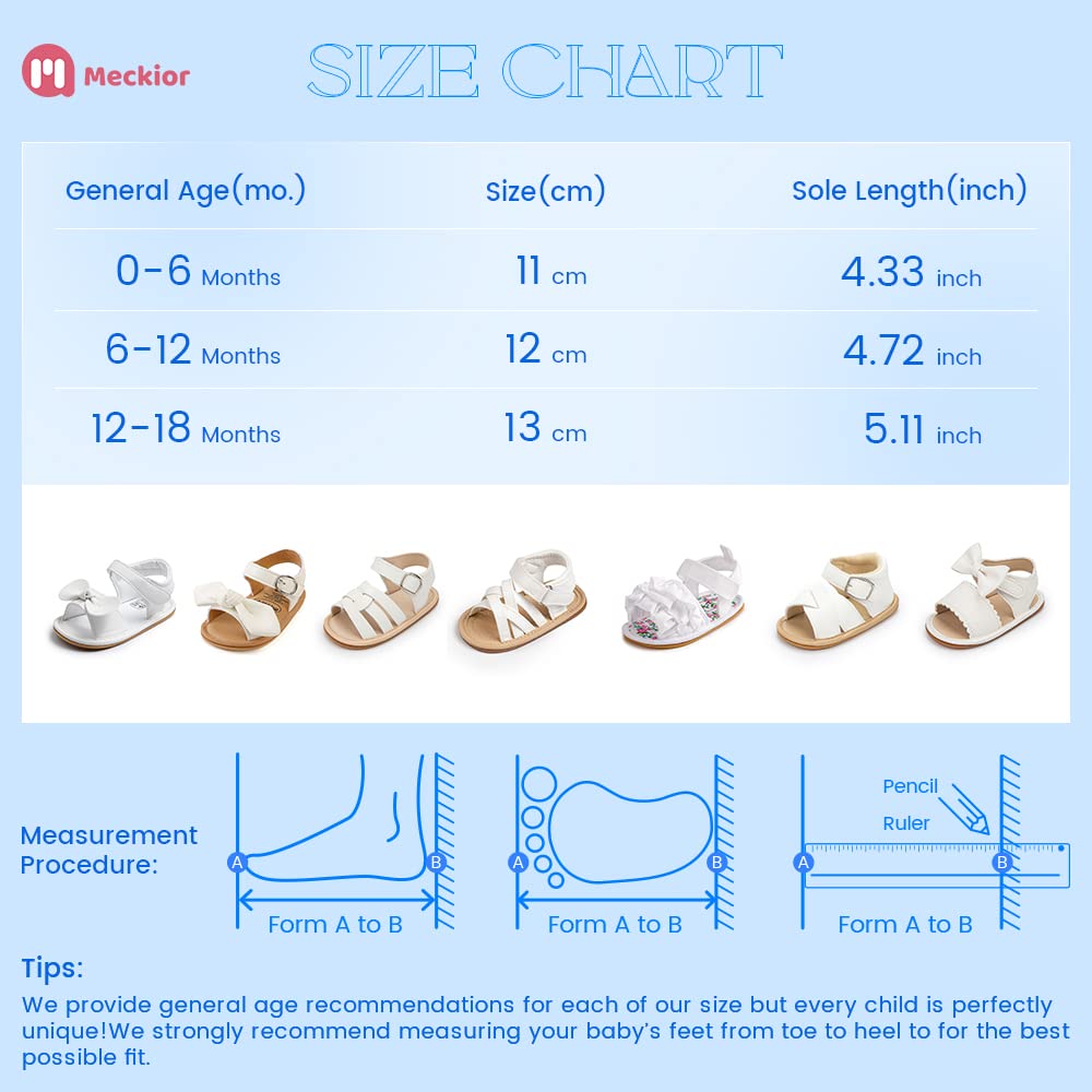 Meckior Baby Toddler Infant Girls PU Leather Soft Open Toe Summer Sandals Flower Princess Flat Shoes