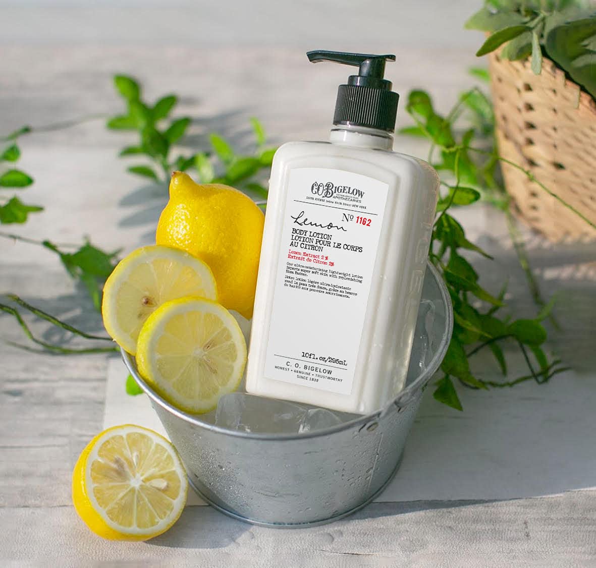C.O. Bigelow Lemon Body Lotion No. 1162, Moisturizing Lotion for Dry Skin, Hands & Body with Shea Butter & Kuki Nut Oil, Lemon Scented, 10 fl oz