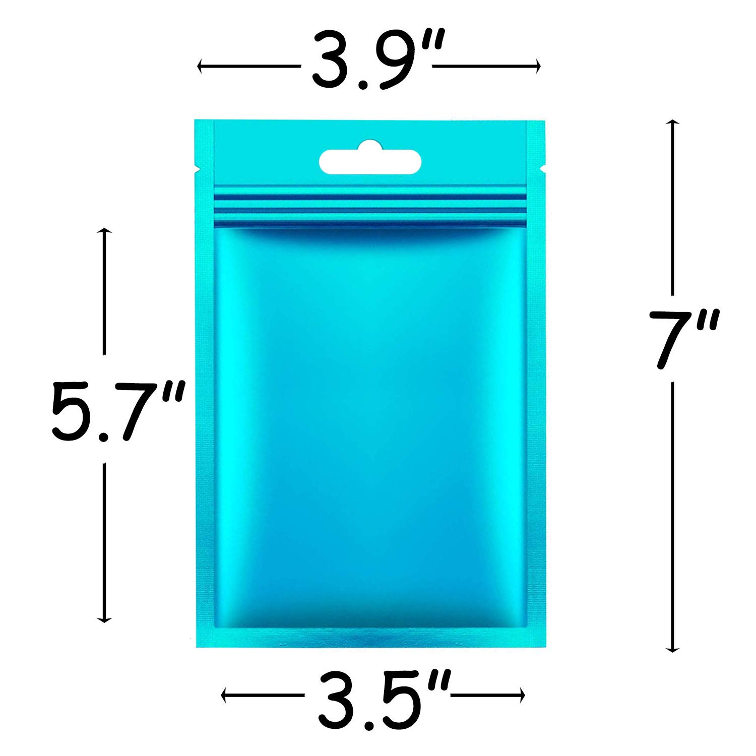 100 Pcs Blue Resealable Smell Proof Ziplock Storage Bags, Foil Pouch for Food Storage (3.9 x 7 inch/ 10 x 18 cm)