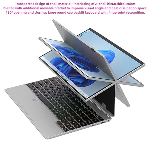 14-inch IPS Touch Screen Computer Tablet Laptop N5105 Office Business Notebook 16G 128G -1TB SSD RGB Windows 11 Touch ID Silver 16G-128G SSD/Intel N5105