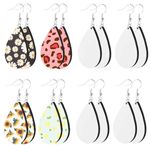 16 Pcs Sublimation Earring Blanks MDF Sublimation Printing Earrings for Christmas Valentine Mother Halloween St Patrick's Day Making DIY Craft