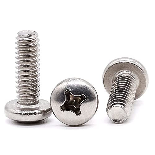 Glvaner #6-32 x 3/8" (100 pcs) Pan Head Machine Screws, 18/8 Stainless Steel 304, Phillips Drive Cross Round Head Machine Screws, Fully Threaded, Machine Coarse Thread