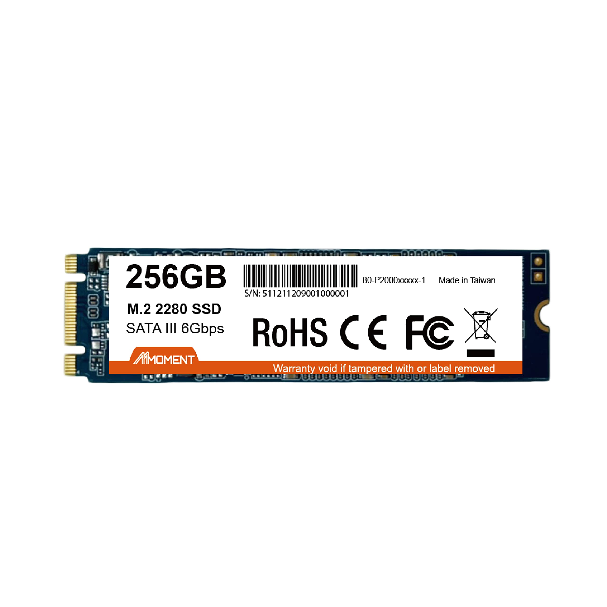 MMOMENT MS23 256GB M.2 2280 SATA III 6Gb/s Internal Solid State Drive SSD (up to 500MB/s)