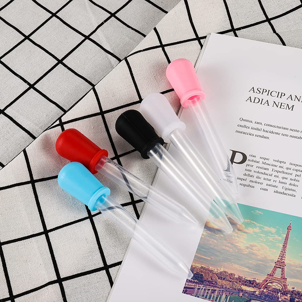 AGCFABS 2-5pcs 5ml Clear Silicone Dropper Graduated Pipette Liquid Food Dropper for Candy Molds Gummy Mold and Crafts Making Tools (2Pcs Blue)