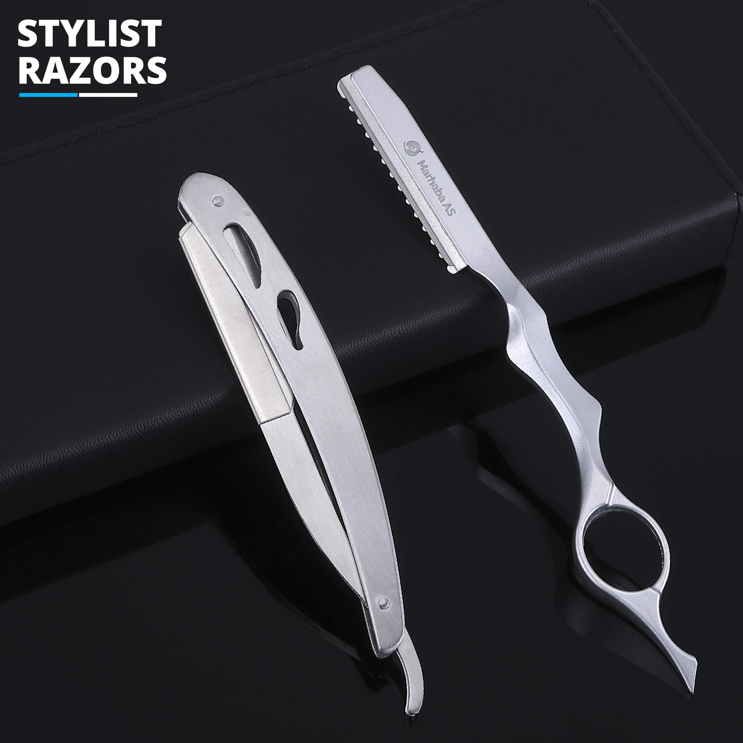 Marhaba AS Hair Cutting Scissors Kit - Professional 10 Piece Barber Scissors Set with Hair Scissors Thinning Shears for Hair Cutting, Stainless Steel Barber Scissors with Cape and Feather Razor
