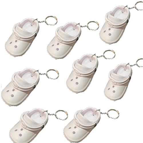 12 Count DIY Color Your Own Cute Adorable Rare White Rubber Slipper - Clog Keychain - Bulk Pack - Mini Shoe Key Chains - Paintable - Wholesale Keychains - Makes Nice Gift