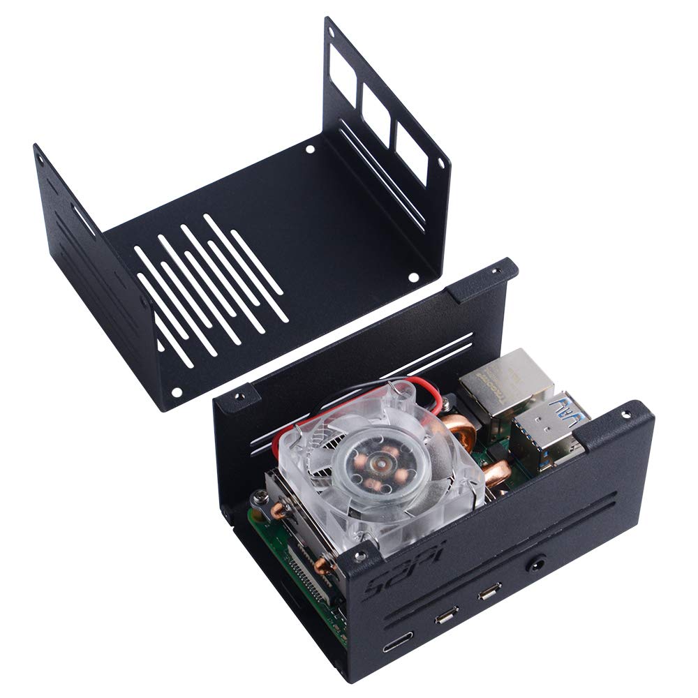 Generic Raspberry Pi 4 Metal Case with Fan,Raspberry Pi 4B Case with Raspberry Pi Low-Profile CPU Cooler,Raspberry Pi Horizontal ICE Tower Cooler (Silver)