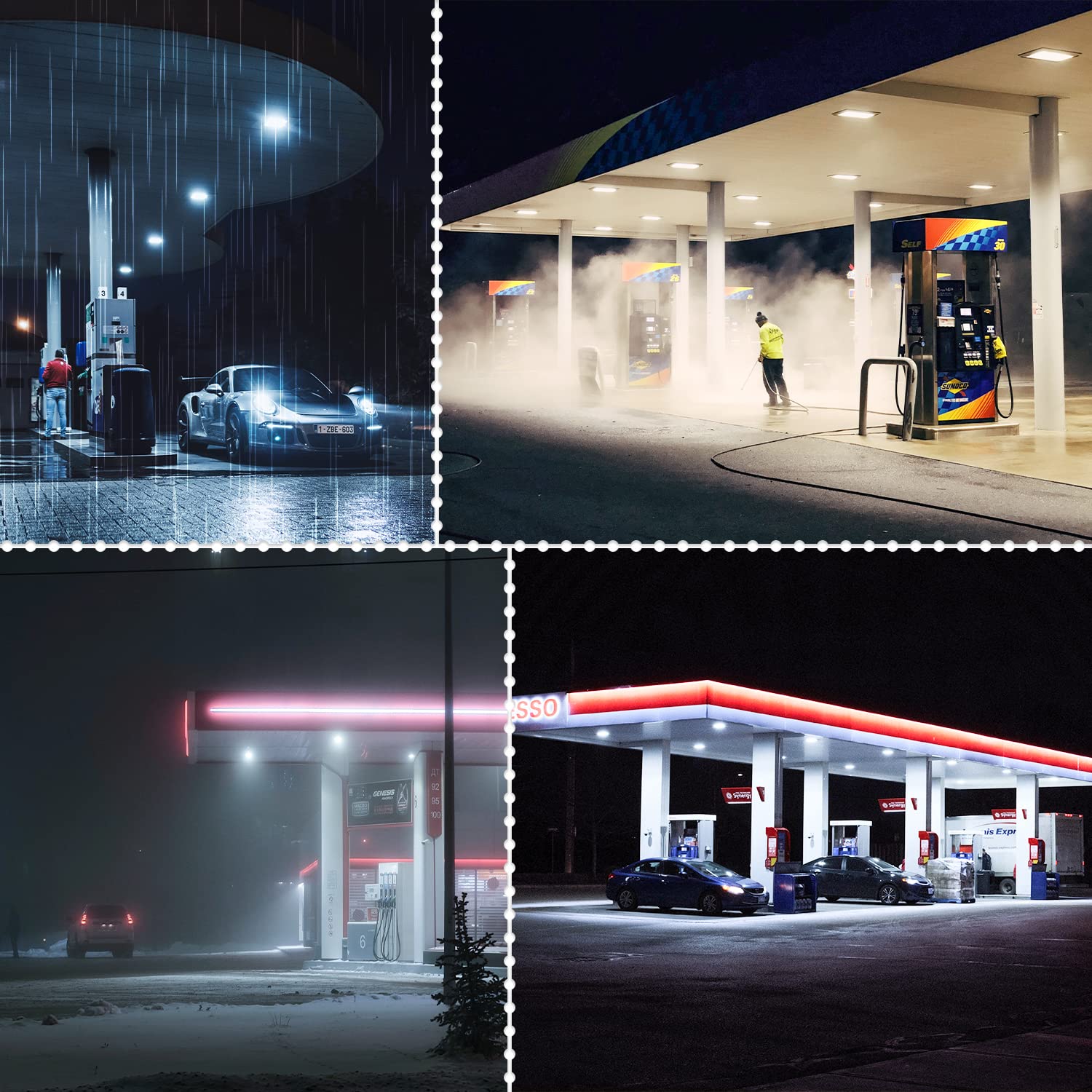 150W LED Canopy Light, 21000LM 5700K Daylight White Super Bright Gas Station Canopy Light,LED Parking Garage Lights(600W HID/HPS Equivalent) IP65 Waterproof, DLC and UL Certified (10-Pack)