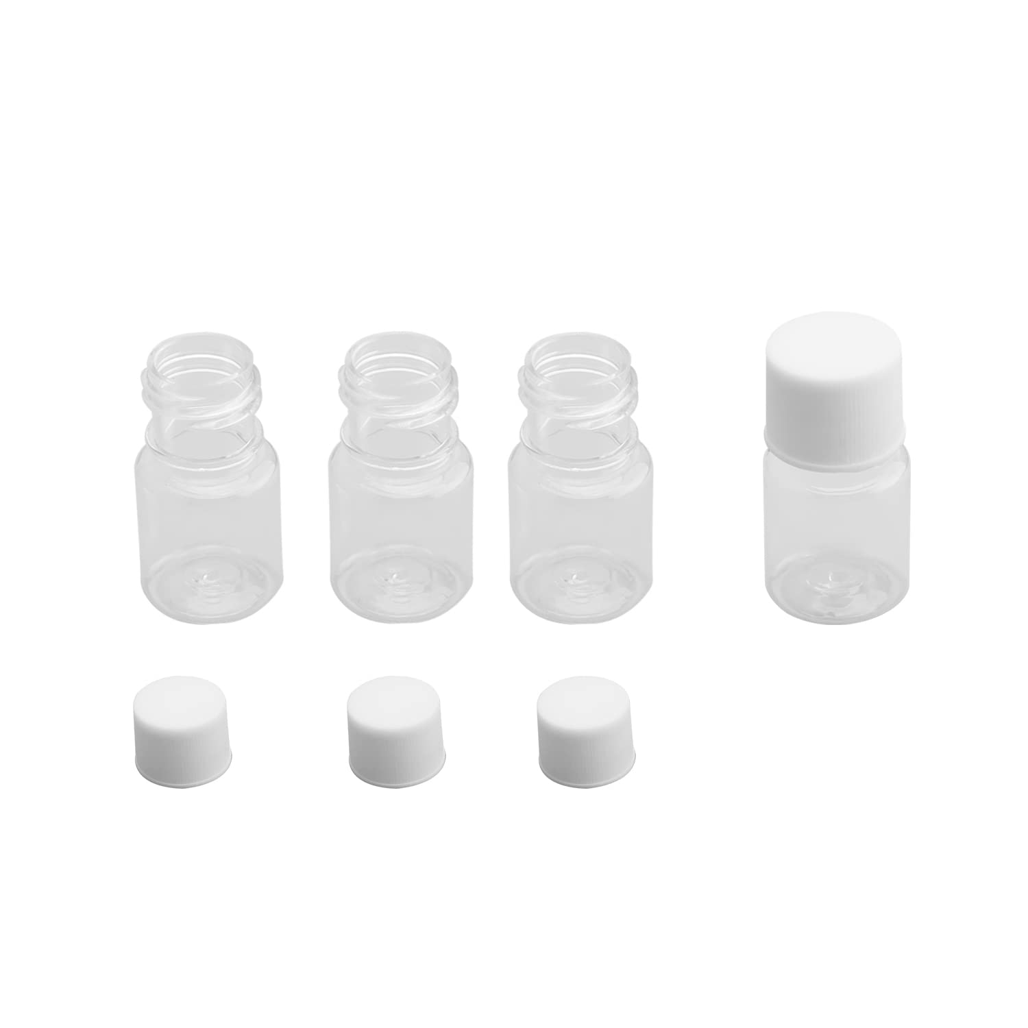 Bettomshin 20Pcs 5ml PE Plastic(Food Grade) Bottles, Sample Bottle Wide Mouth Sealing Storage Lab Container White for Sample Storage Transparent