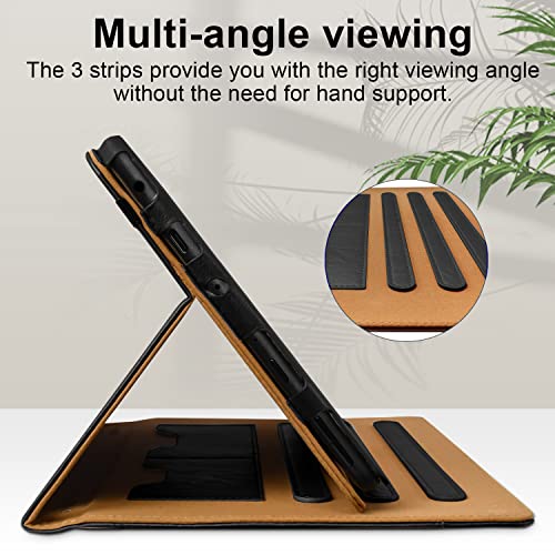 Grifobes All New Kindle Fire HD 10 Tablet & Fire HD 10 Plus (11th Generation,2021 Released) Case, Smart Auto Sleep/Wake Multi-Angle Stand Folio Cover with Stylus Holder/Pocket (Black+Brown)