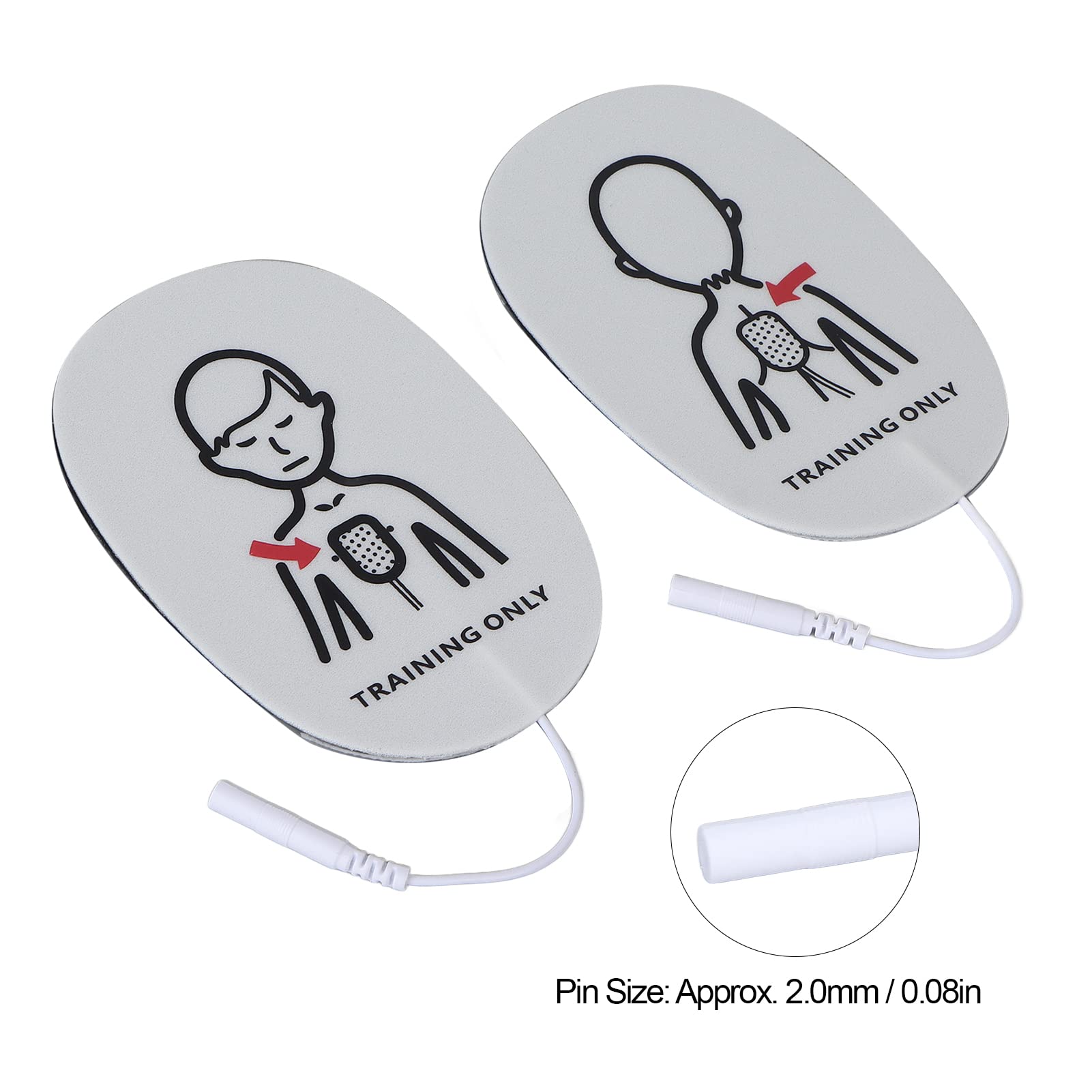 2pcs Electrode Training Pads, Self Adhesive Training Replacement Pads for Practi Trainer 2.0mm, Electrode Trainer Practice Pads for XFT AED Trainer