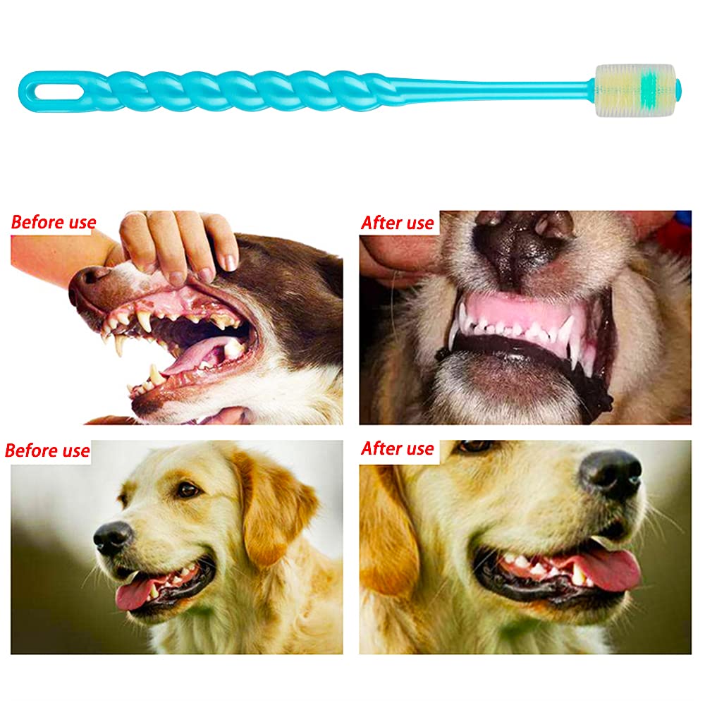 4 Pcs 360-Degree Small Dog and Cat Soft Toothbrush Soft Silicone Deep Pet Teeth Cleaning Kit (Colors May Vary)