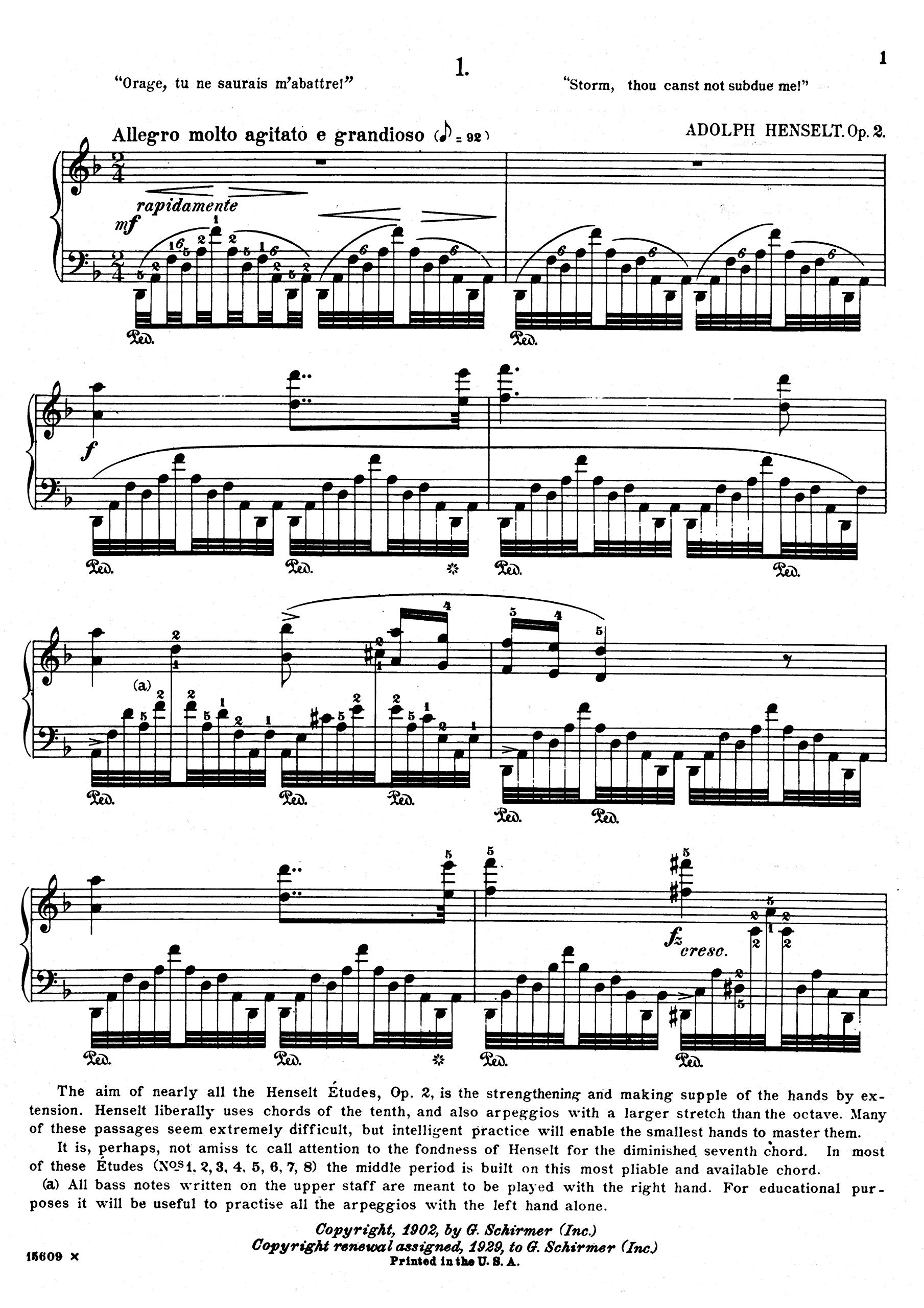 12 Etudes caracteristiques, Op.2 for Piano by Adolf von Henselt (Schirmer) [ReImaged Loose Leaf Facsimile Edition 2019.]