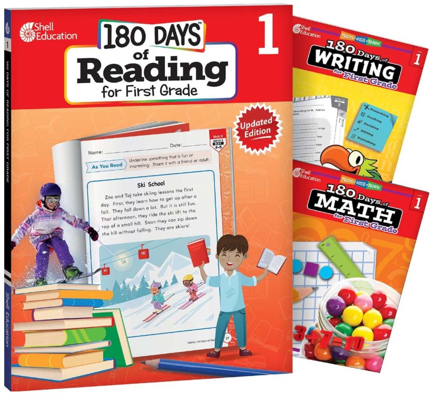 180 Daysâ˘: Includes Reading 2nd Edition, Writing, and Math for 1st Grade Practice Workbook for Classroom and Home, Cool and Fun Practice Created by Teachers (180 Days of Practice)