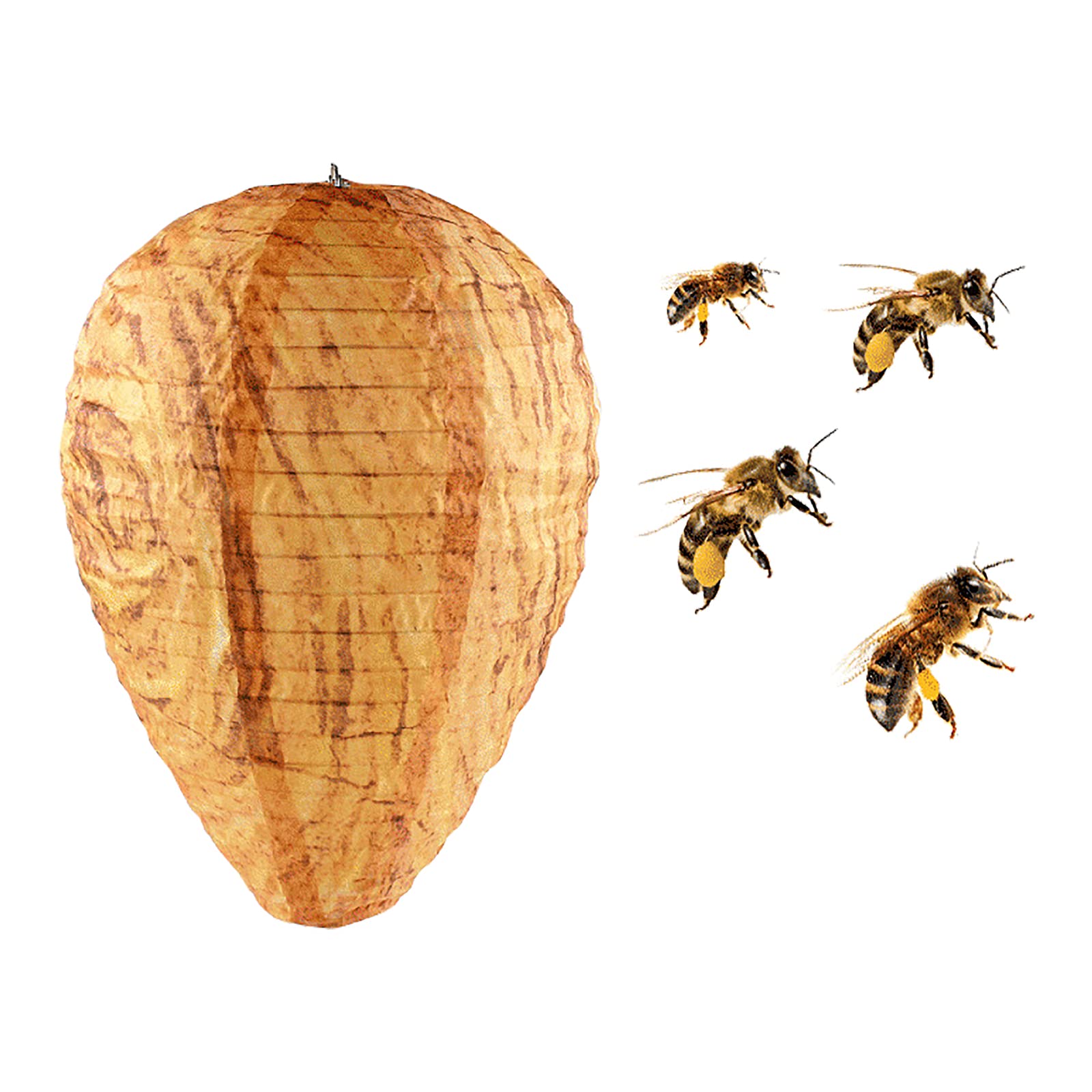 2 Pack Wasp Nest Decoy Waterproof Hanging Wasps Deterrent Fake Wasp Repellent for Hornets Wasps Yellow Jackets Outdoor,Garden,Yard