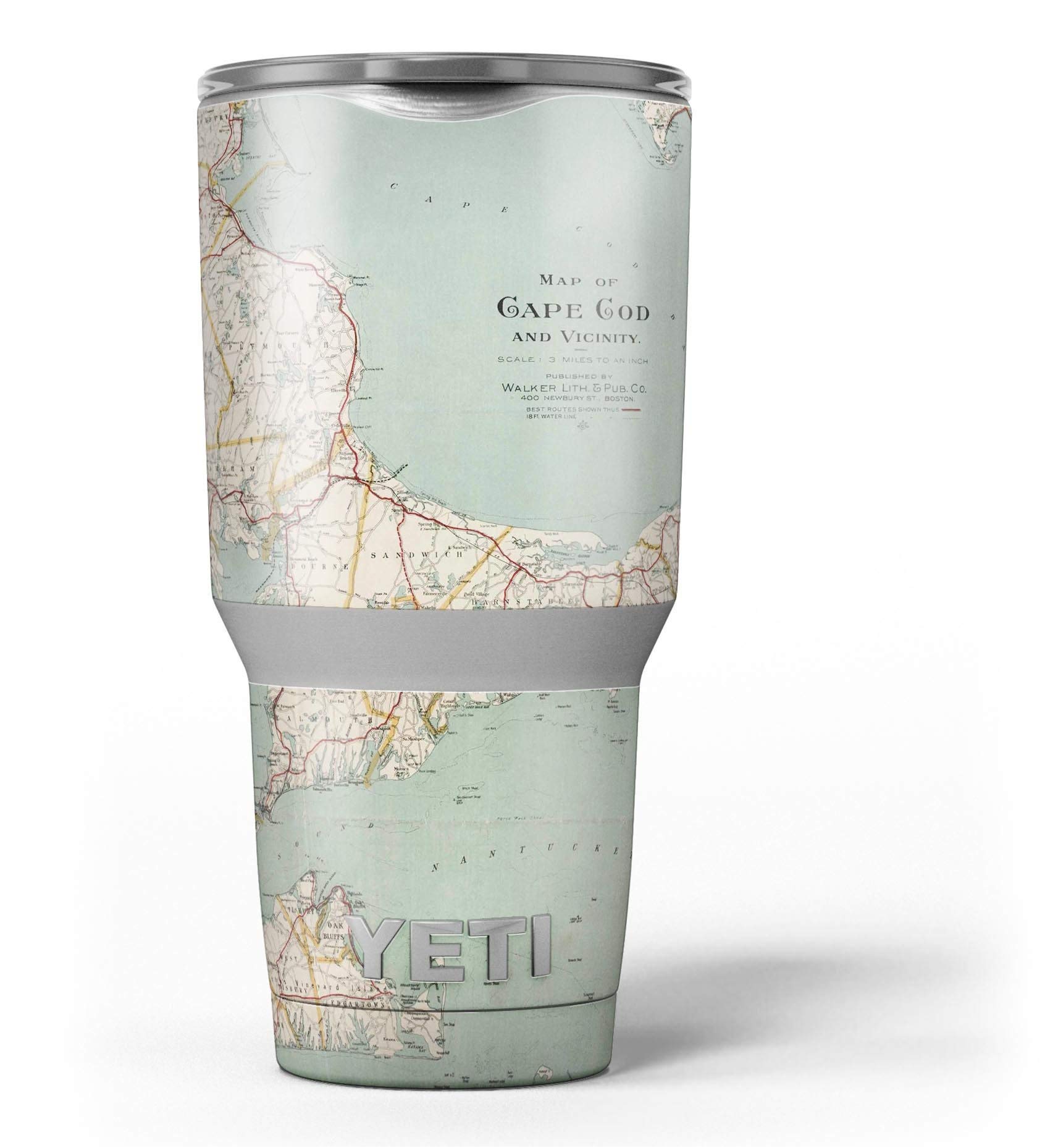 Design Skinz The Vintage Map of Cape Cod - Skin Decal Vinyl Wrap Kit Compatible with The Yeti Rambler Cooler Tumbler Cups