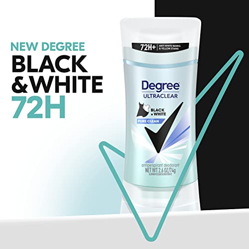 Degree Antiperspirant for Women Protects from Deodorant Stains Pure Clean Deodorant for Women 2.6 oz, Pack of 4