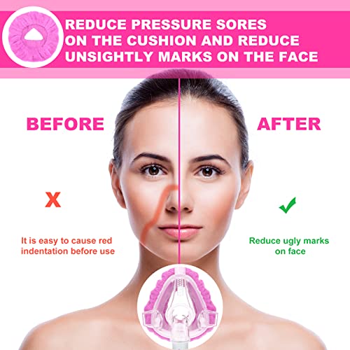 24 Pack Mask Liners Full Face Reusable Soft Mask Covers Reduce Air Leaks and Blisters Washable Cushion Covers Compatible with Most Full Face Masks (Pink)