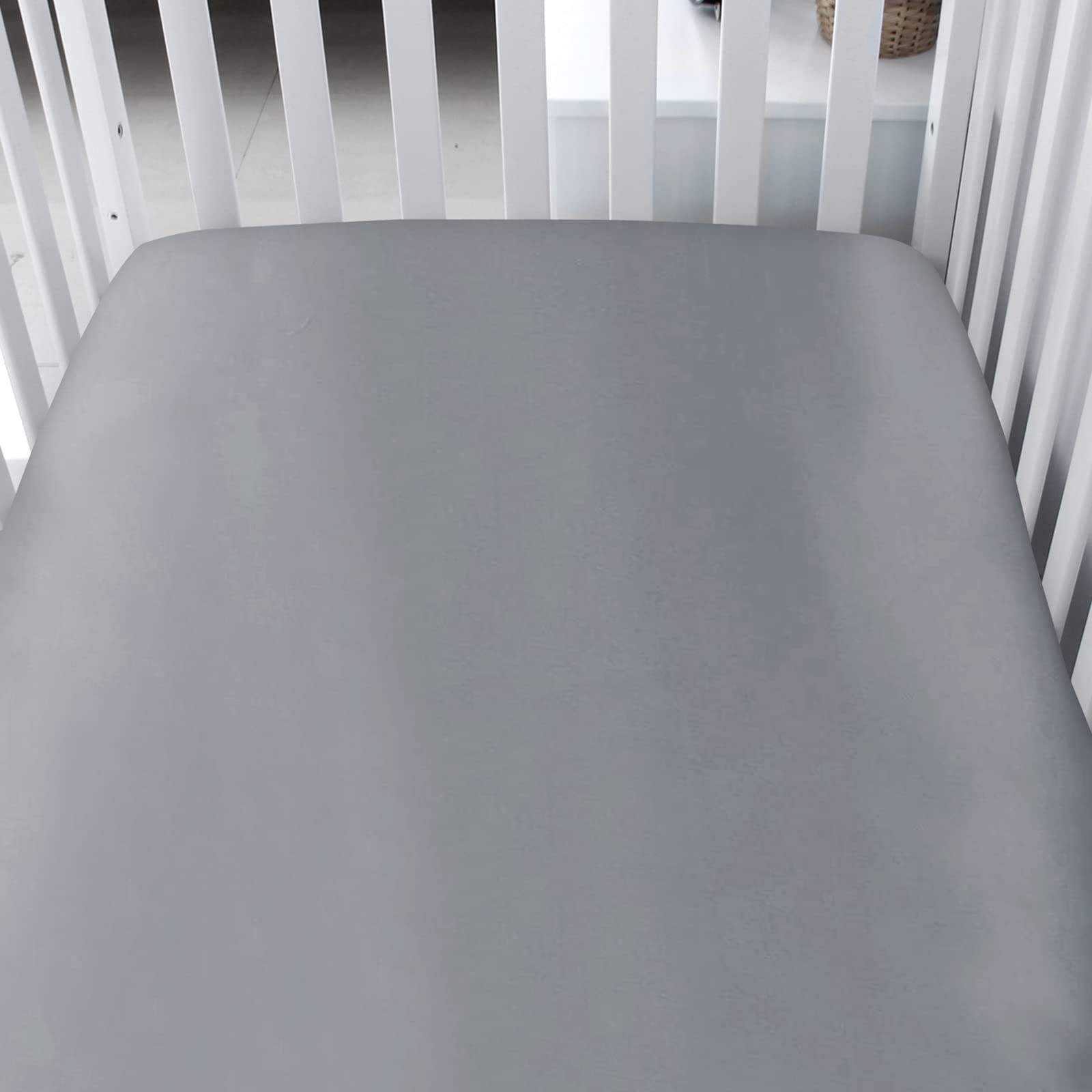 Satin Crib Sheets for Baby Hair, Fitted Sheet for Standard Crib Mattress, 2 Pack Ultra Soft Fitted Crib Sheet for Baby, Machine Washable, Grey and Pink