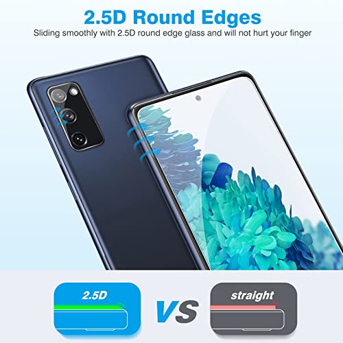 OMOTON [3+2 Pack] Samsung Galaxy S20 FE 5G Screen Protector & Camera Lens Protector, Tempered Glass/Guide Frame/High Definition/9H Hardness