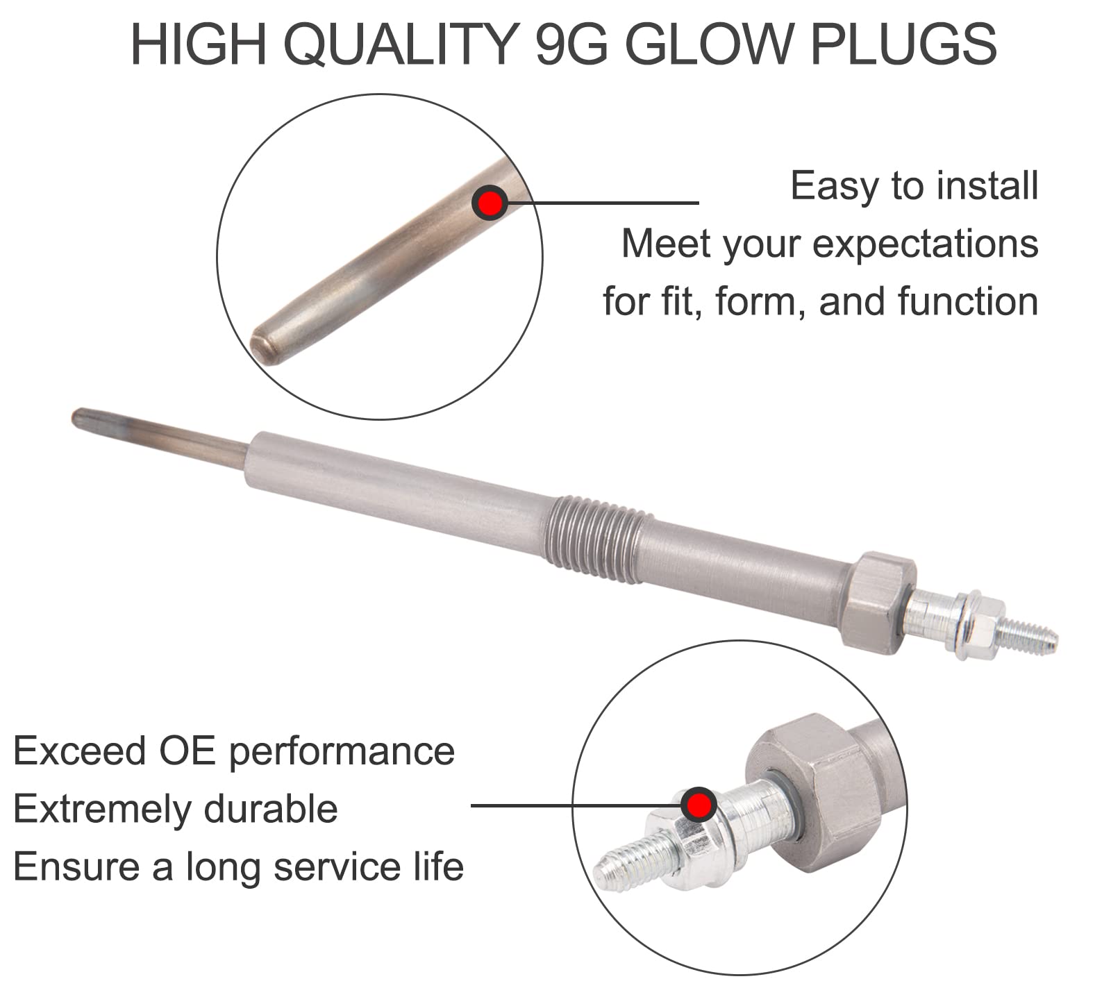 12639701 Diesel Glow Plugs 9G for Duramax LLY LML LMM Chevy&GMC LBZ LGH 6.6L, 2006 2007 2008 2009 2010 2011 2012 2013 2014 2015 2016 Silverado, Savana, Sierra, Express Replaces# 97364968