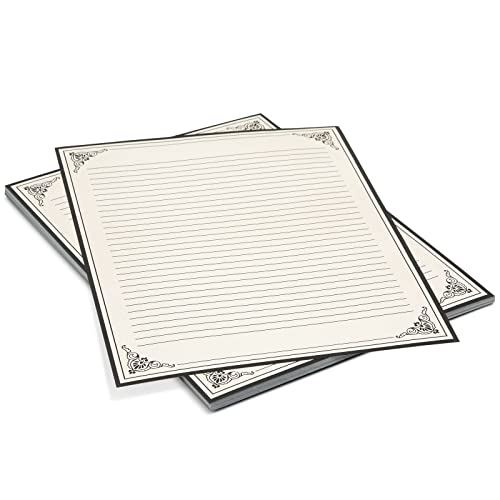 48 Sheets Fancy Vintage Style Lined Letter Writing Paper with Antique Border Design, 8.5 x 11 Inch Aged Stationery for Letters, Invitations